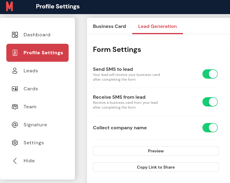 Mobilo | Support articles - Lead generation mode